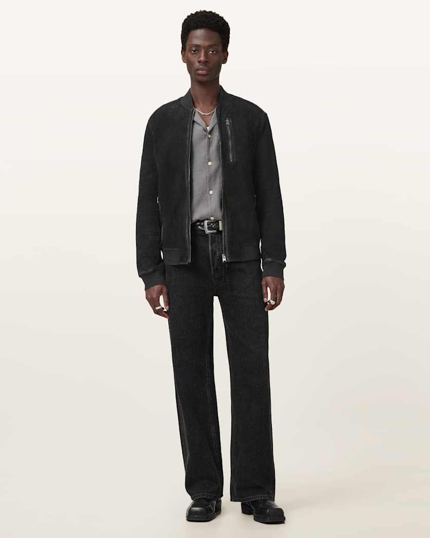 Kemble Suede Bomber Jacket Black | ALLSAINTS